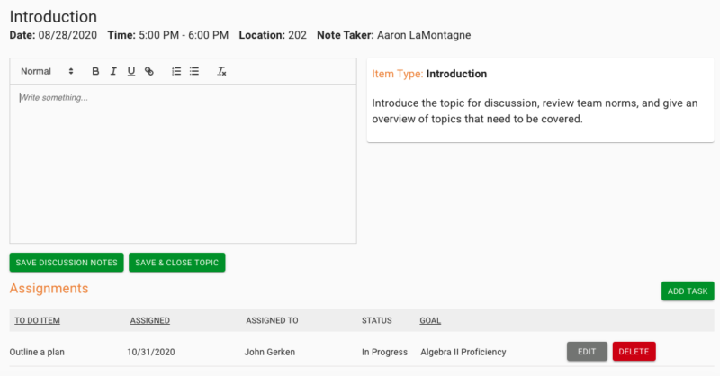 Admin - Take Notes for the Agenda - Enriching Students